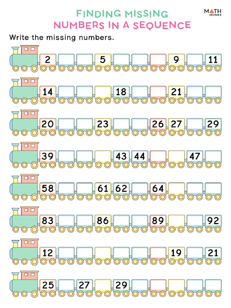 Finding Missing Numbers in A Sequence Worksheet | PDF