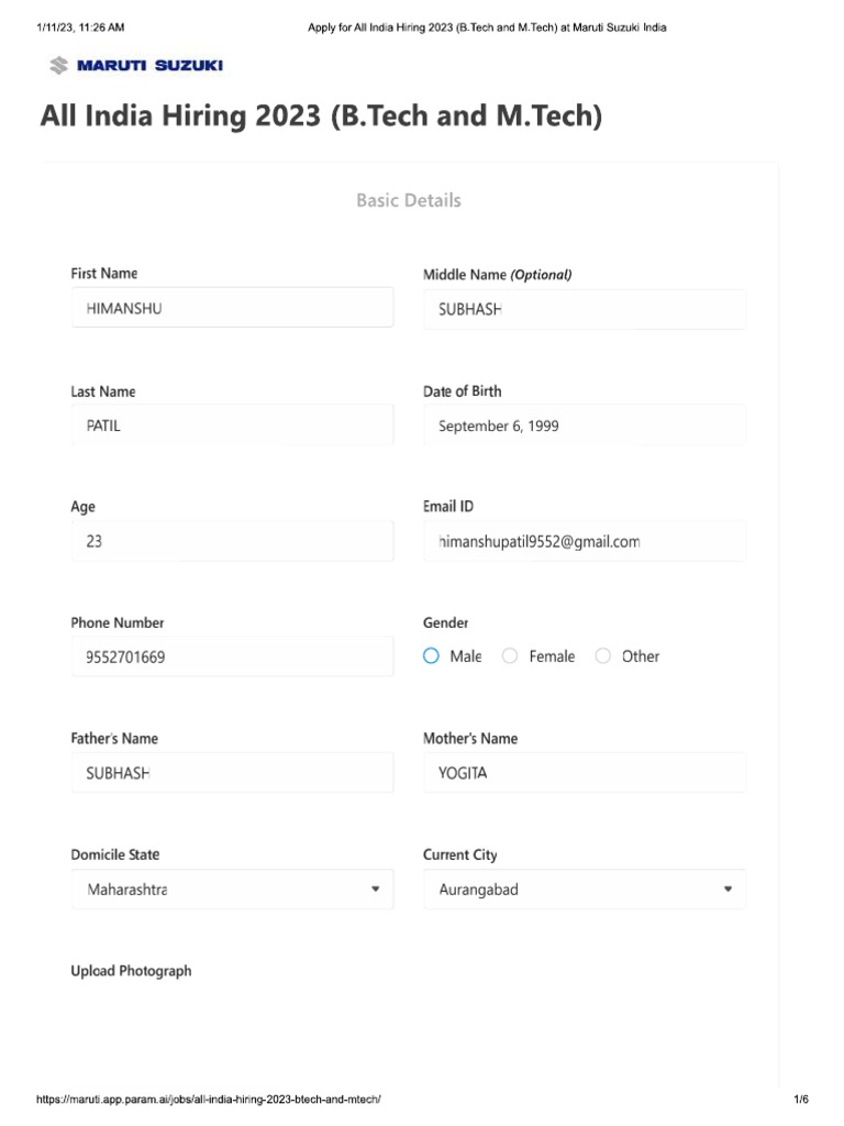 Maruti Suzuki Form | PDF