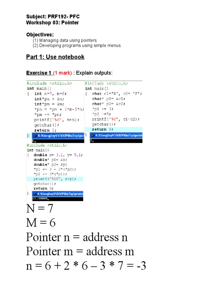 Workshop 03 | Descargar gratis PDF | Pointer (Computer Programming ...