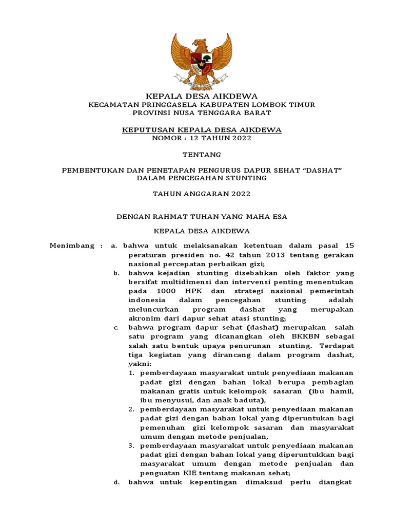 SK Dapur Sehat Dashat | PDF