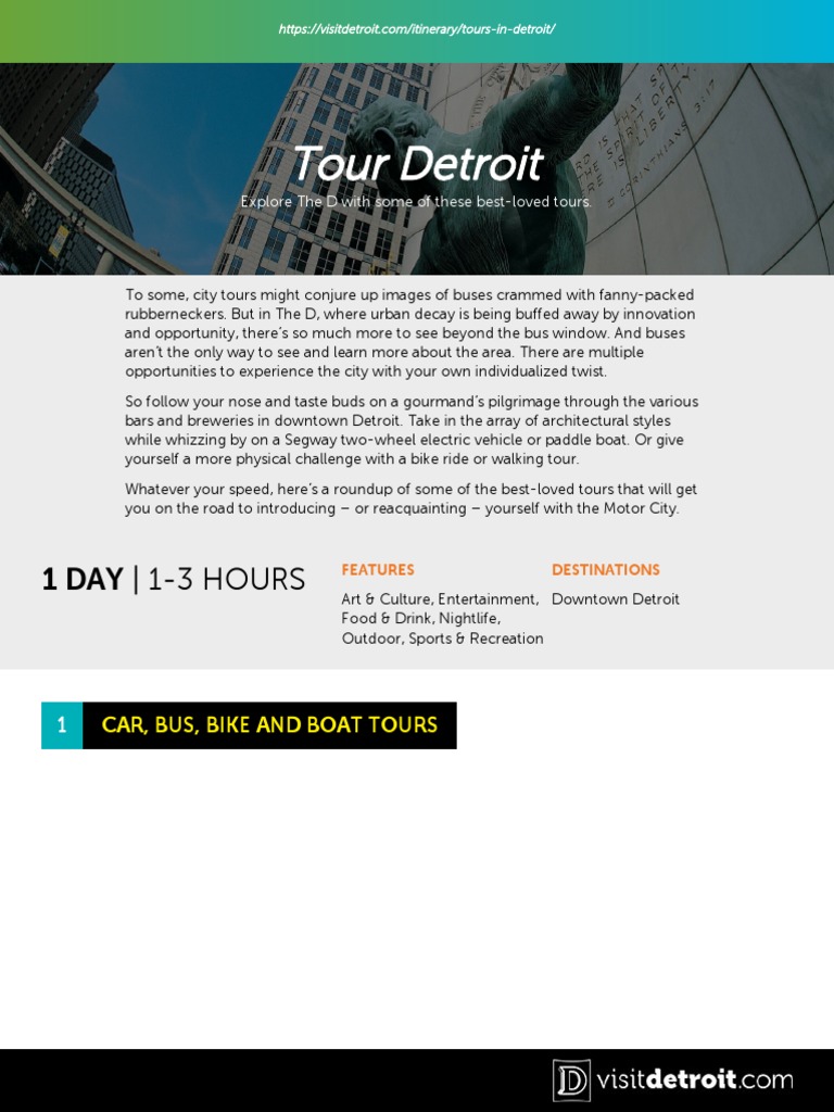 Itinerary Tours in Detroit | PDF | Detroit | Motown