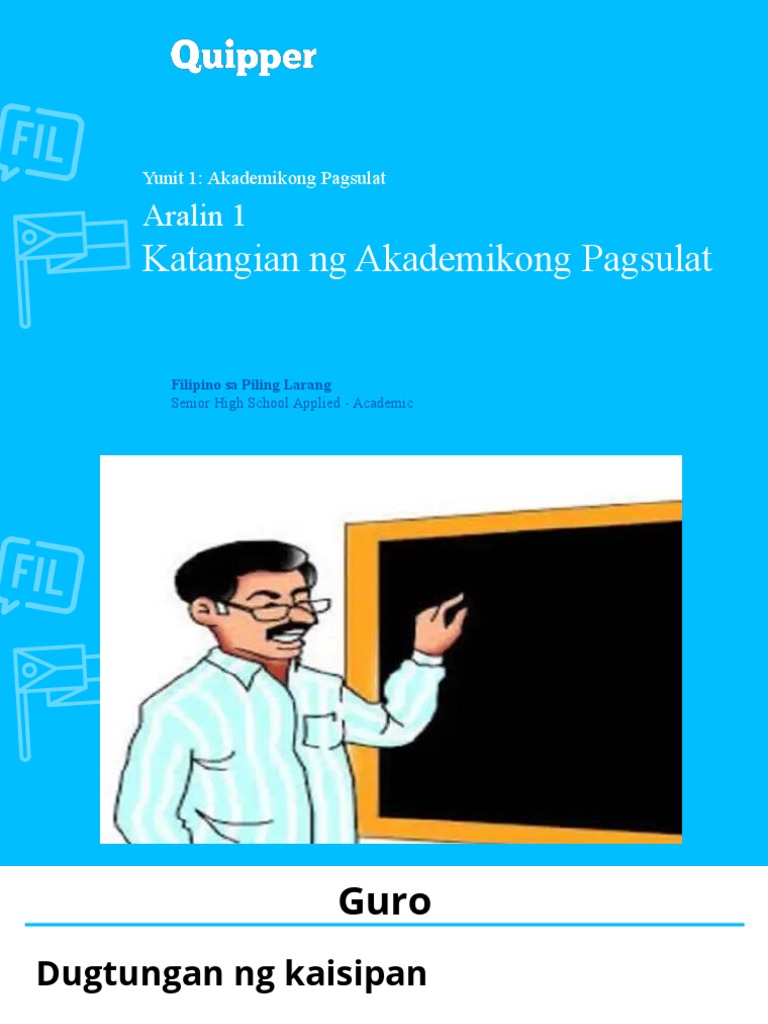 Yunit 1 Aralin 1 Katangian Ng Akademikong Pagsulat Pdf