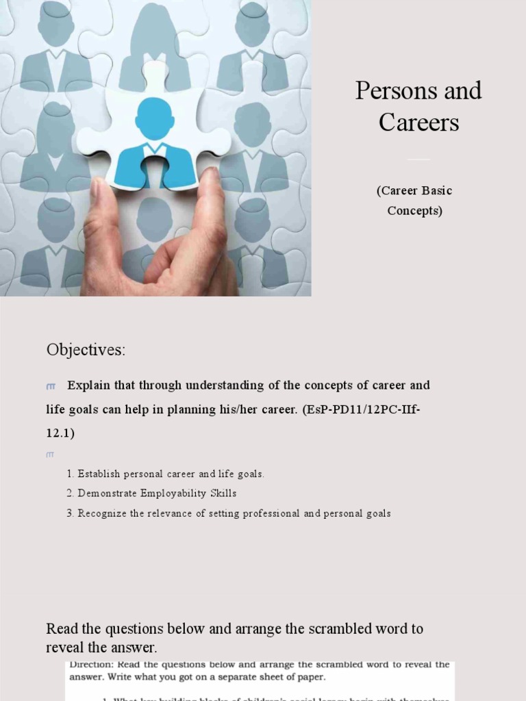 Persons and Careers: Understanding Concepts to Plan Your Future | PDF ...