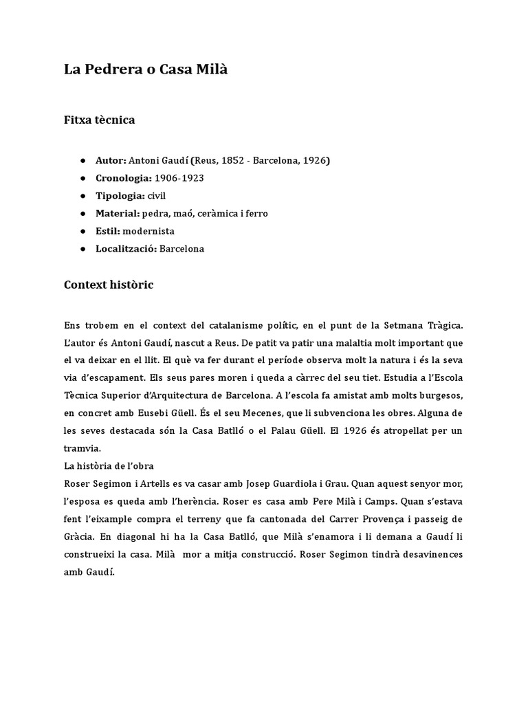 La Pedrera o Casa Milà | PDF