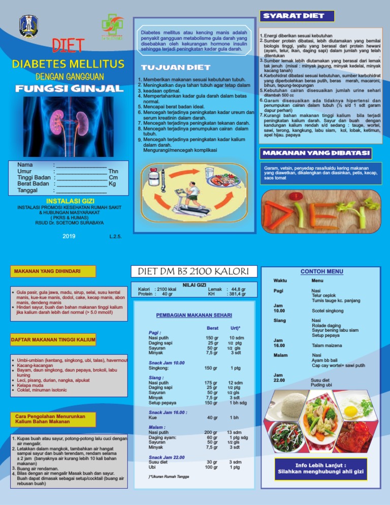 DIET DM B3 2100 Kalori Dengan Gangguan Fungsi Ginjal | PDF