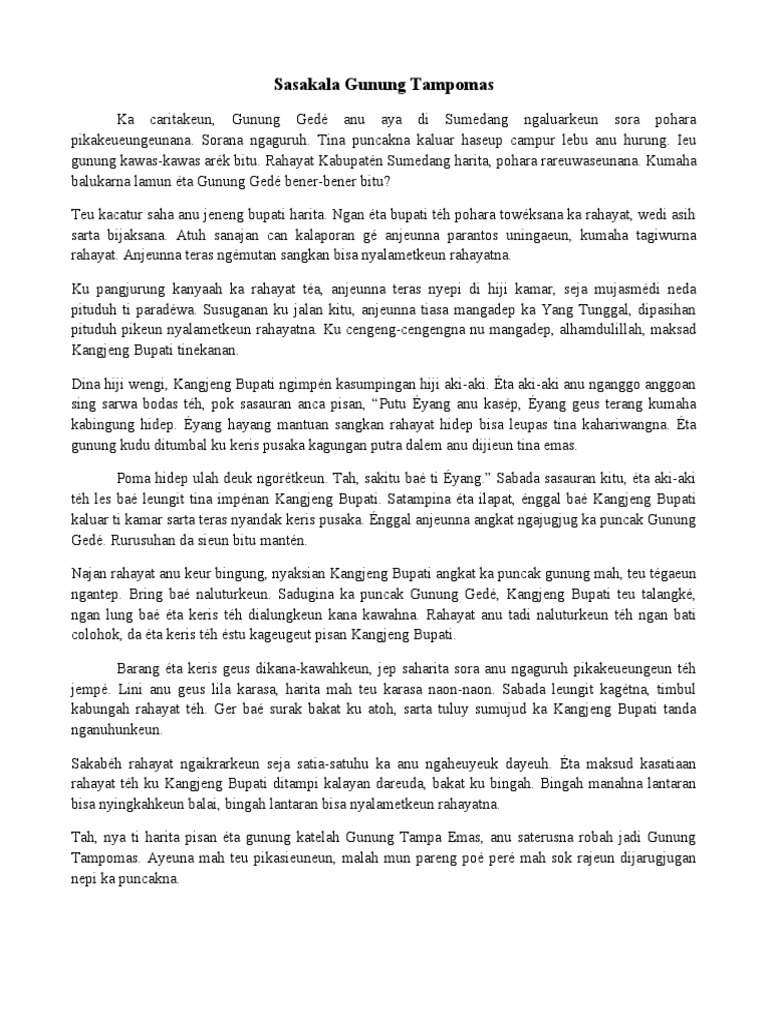 Sasakala Gunung Tampomas | PDF