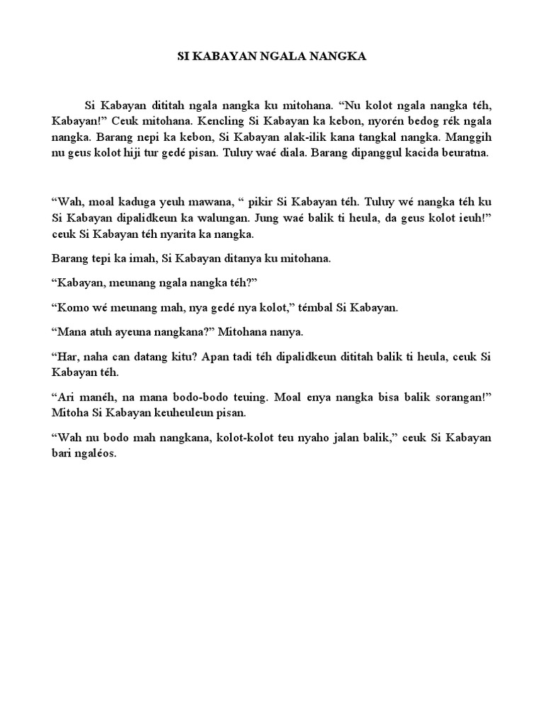 Dongeng Si Kabayan Ngala Nangka | PDF | Home & Garden
