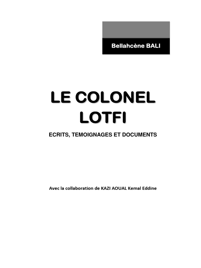 6-Le Colonel Lotfi | PDF | Algérie