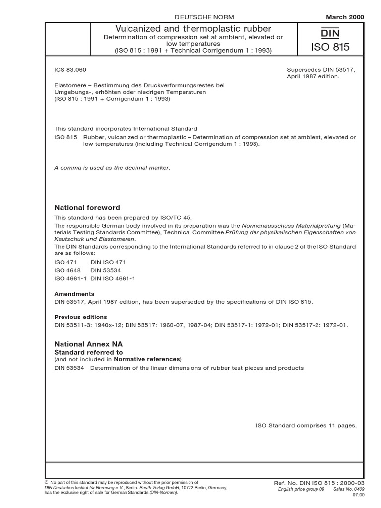 DIN ISO 815 032000-En | PDF | International Organization For Standardization | Regulation