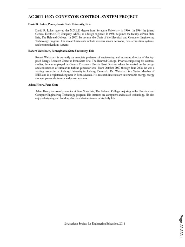 Conveyor Control System Project Pdf Programmable Logic Controller