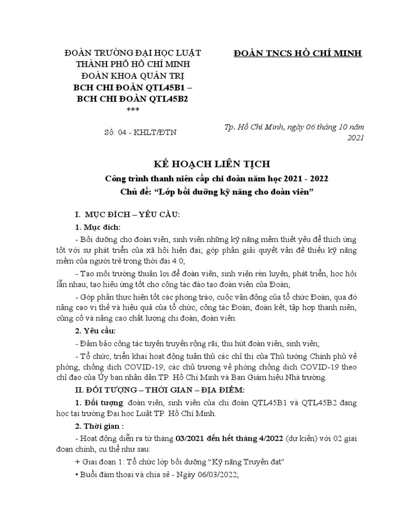 QTL45B CTTN Lớp bối dưỡng kỹ năng - KHLT - 04 | PDF