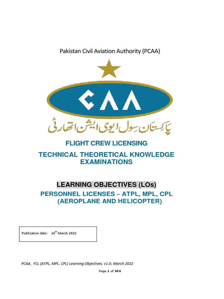 PCAA CPL MPL ATPL Learning Objectives - V1.0 - Mar 2022 | PDF | Visual ...