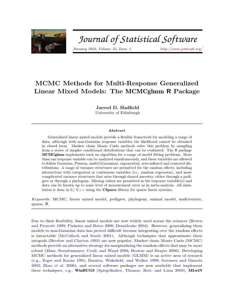 Mcmc Methods For Multi Response Generalized Linear Pdf Covariance Matrix Variance