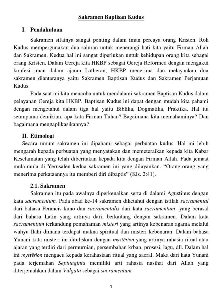 Materi Ajar Parguru Malua Sakramen Baptisan Kudus | PDF