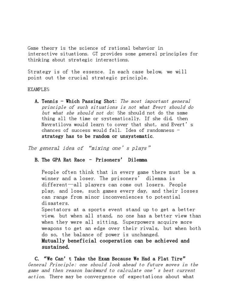 Understanding Game Theory Strategies | PDF | Game Theory | Economics Of ...