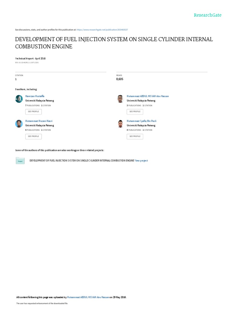 Development of Fuel Injection System On Single Cylinder Internal ...