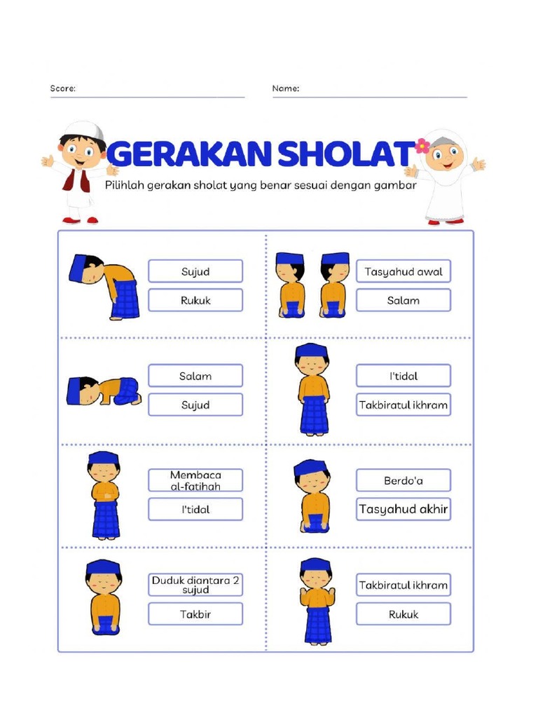 Worksheet Tata Cara Sholat | PDF