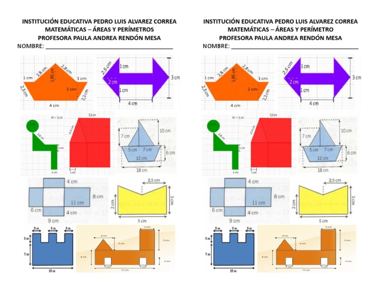 Taller de Áreas y Perímetros de Figuras Compuestas | PDF