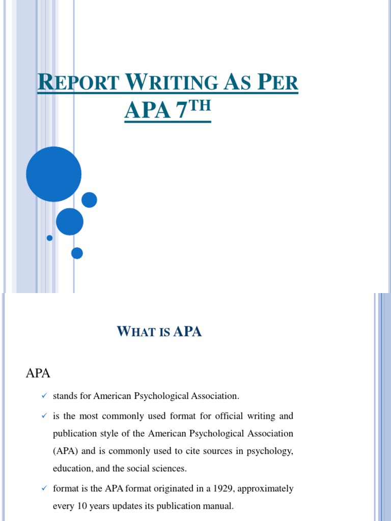 Report Writing As Per Apa 7th Final | PDF | Apa Style | Citation