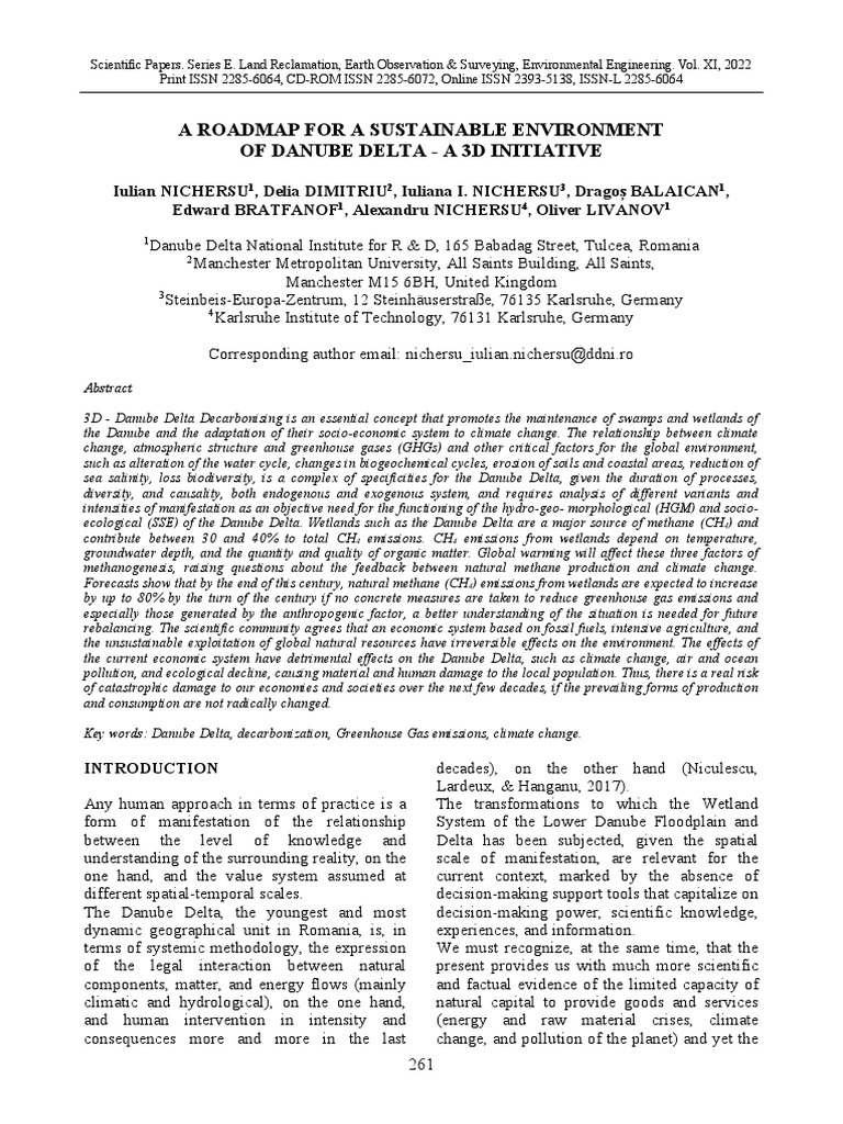 Nichersu Et Al., 2022, A Roadmap For A Sustainable Environment For Danube Delta | PDF | Climate ...