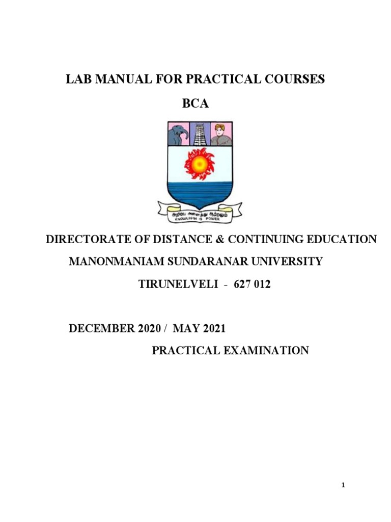 BCA Lab Manual for Practical Courses | PDF | Computer Program | Programming