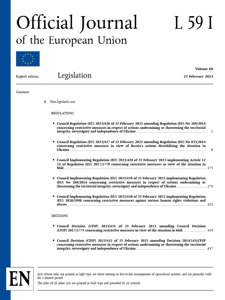 10th Sanctions Package | PDF | European Union | European Commission