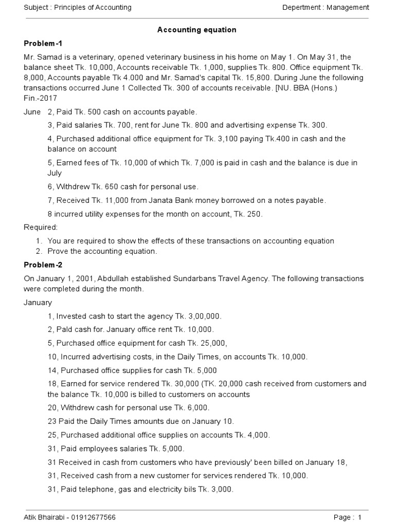 Accounting Equation | PDF