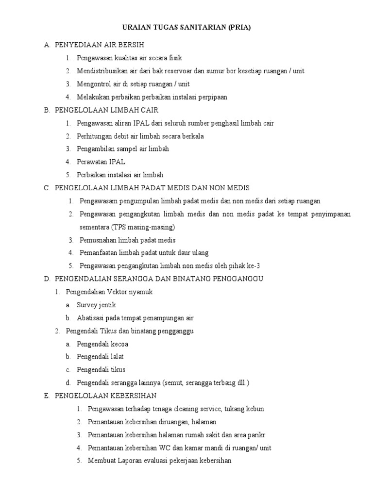 Tugas Sanitarian di Rumah Sakit | PDF
