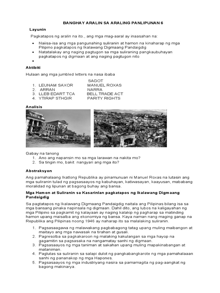 Banghay Aralin Sa Araling Panlipunan 6 | PDF