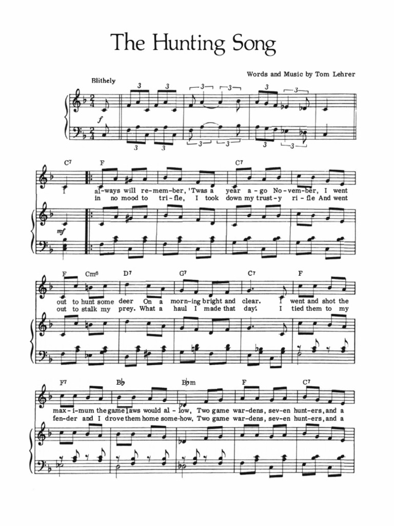 The Hunting Song Tom Lehrer | PDF