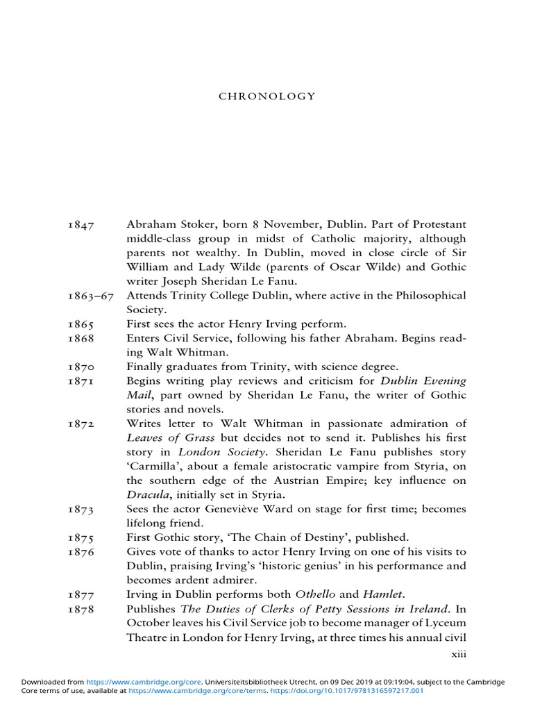 Luckhurst, Roger - The Cambridge Companion To Dracula' - Chronology ...