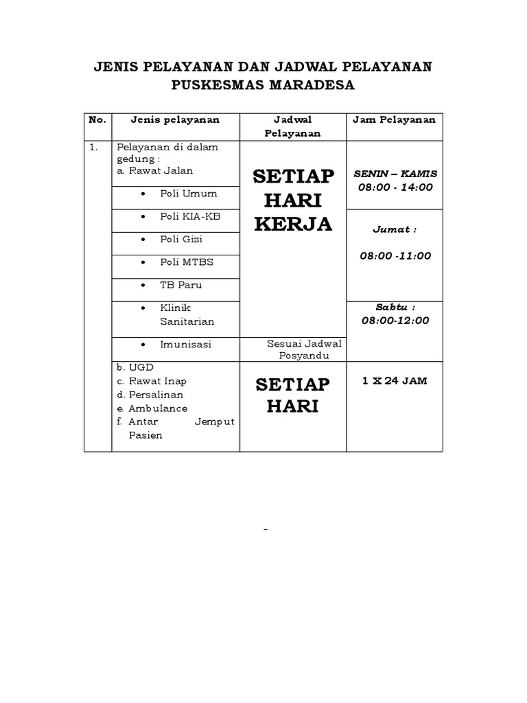 1.1.1.2.pemberitahuan Jadwal Pelayanan | PDF