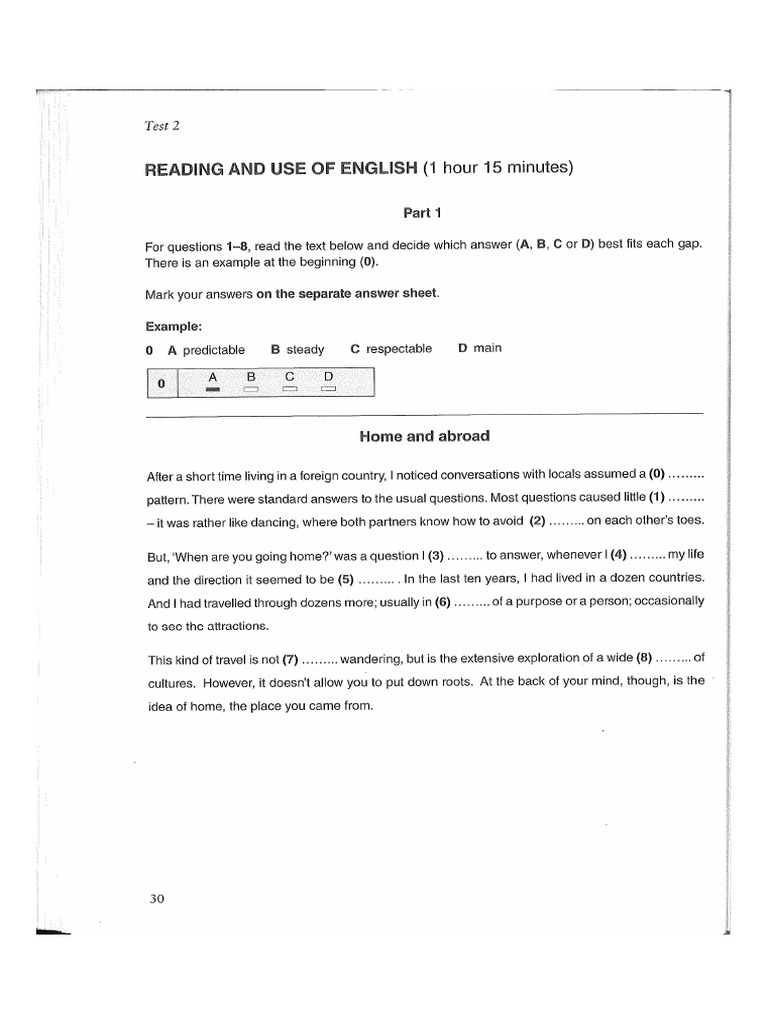 FCE 1 Test 2 | PDF
