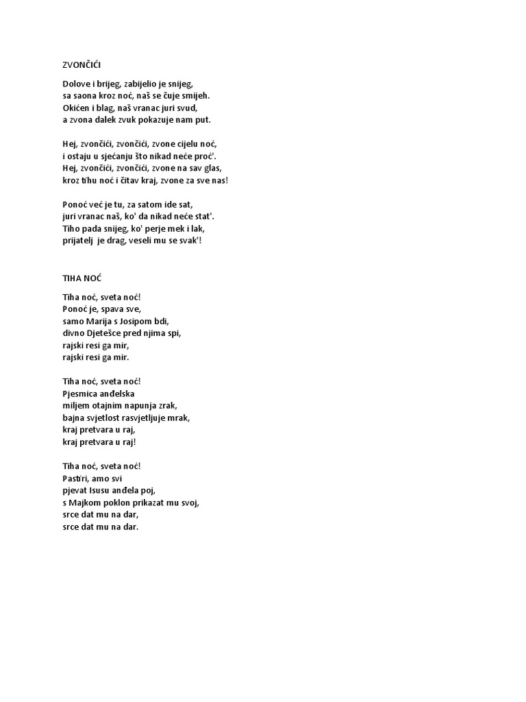 Tiha Noć I Zvončići | PDF