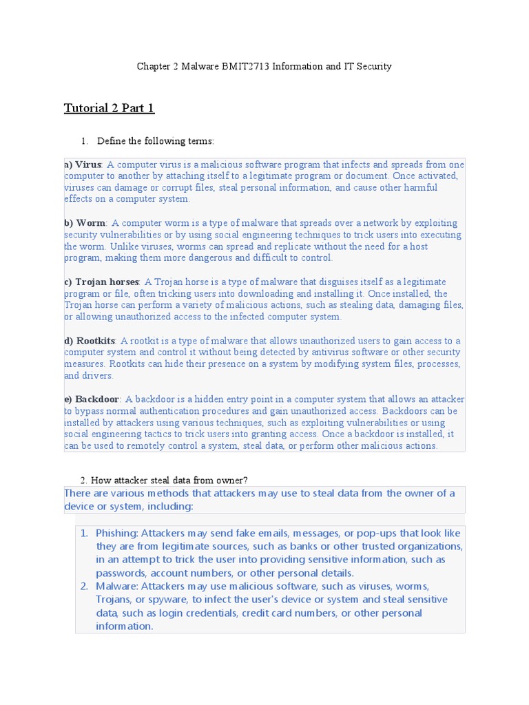 IT Tutorial 2 Part 1 | PDF | Malware | Antivirus Software