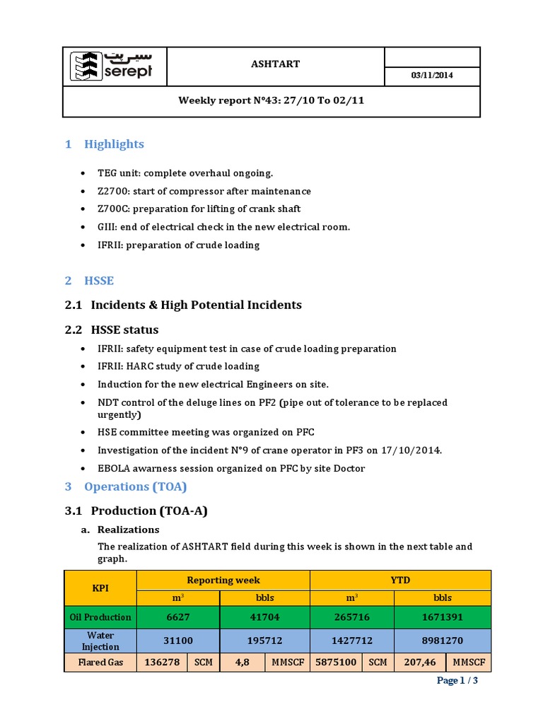 Weekly Report 45 | PDF | Diesel Engine | Chemical Process Engineering