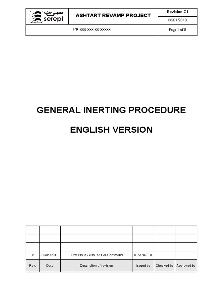 General Inerting Procedure Rev C1 | PDF | Water | Nitrogen
