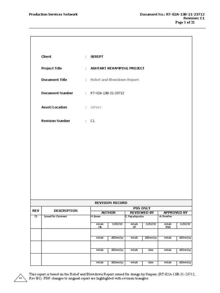 Relief and Blowdown Report: Page 1 of 21 | PDF | Process Engineering | Industrial Processes