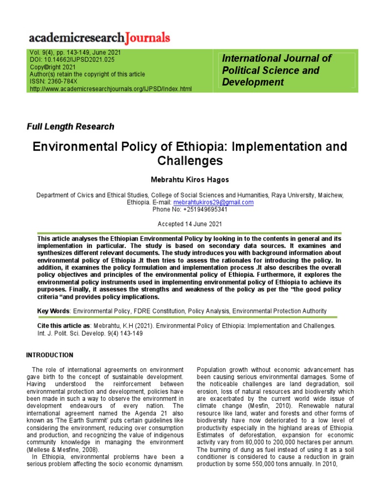 Mebrahtu | PDF | Sustainability | Environmental Policy