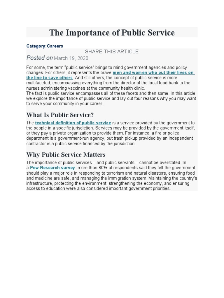 The Importance of Public Service | PDF | Economies