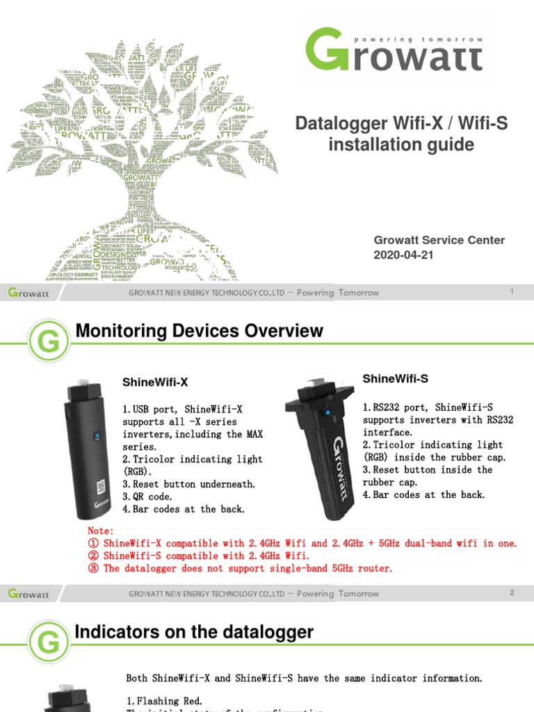 Growatt Datalog WIFI-X&WIFI-S Instrctions | PDF | Wi Fi | Information ...