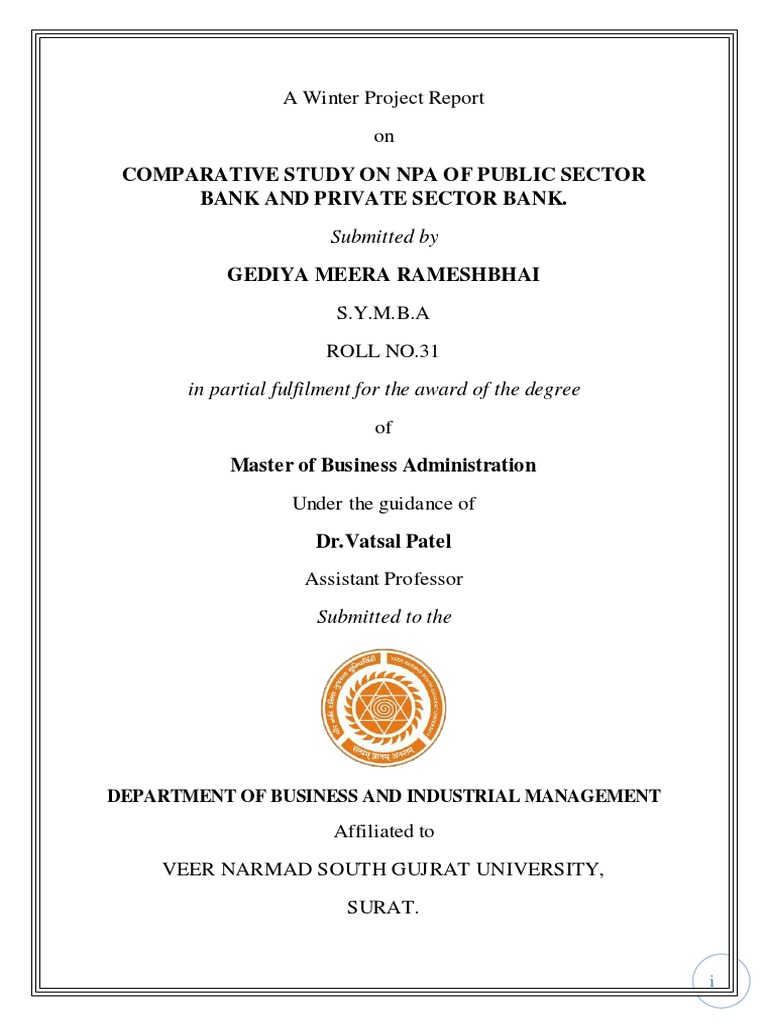 Comparative Study On Npa of Public Sector Bank and Private Sector Bank ...