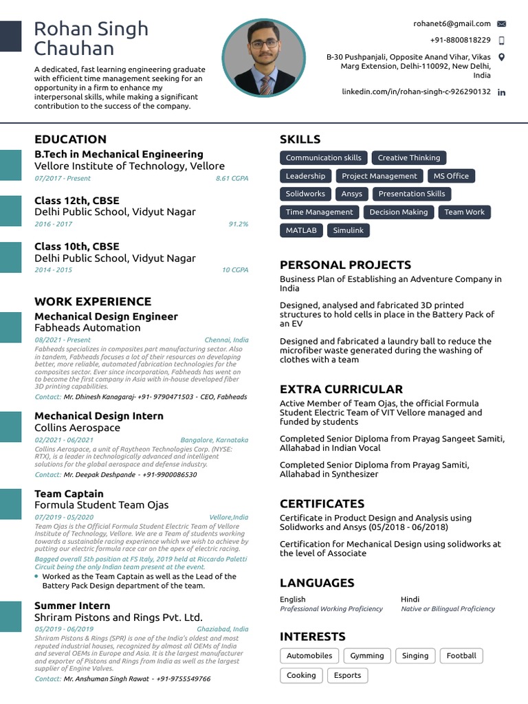 Mechanical Sample Resume | PDF | Engineering