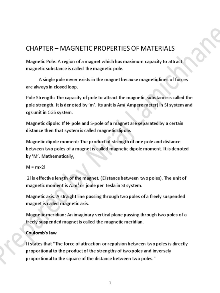 Magnetic Properties of Material PDF | PDF | Magnetic Field | Ferromagnetism
