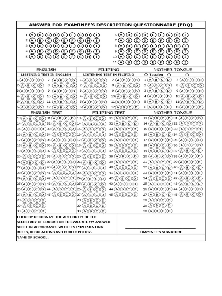 Lapg Answer Sheet Gr3 | PDF | Tagalog Language