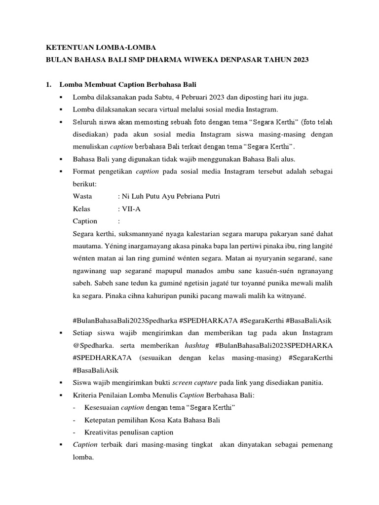 Ketentuan Lomba | PDF