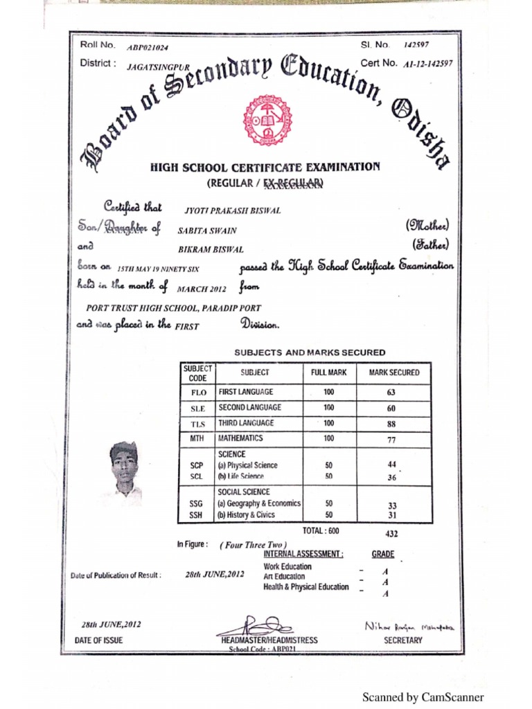 10th Certificate 1.Jpg | PDF