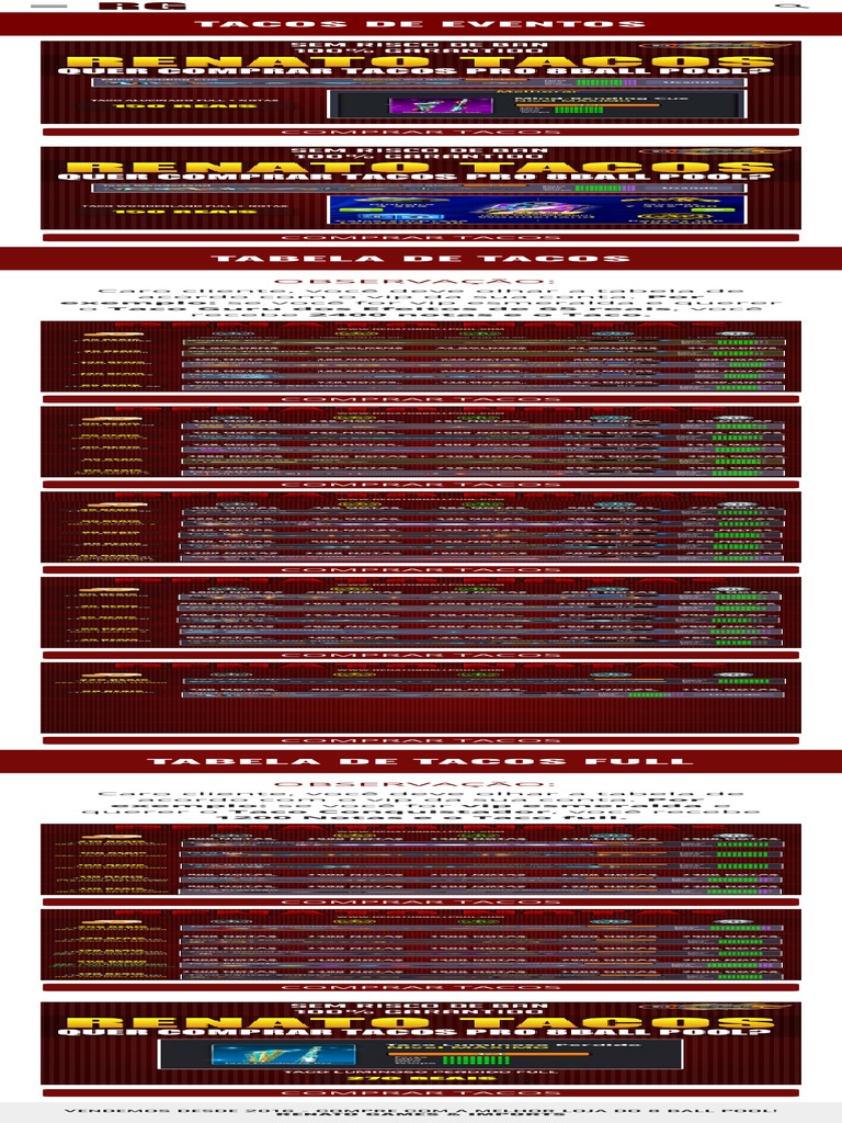 Fichas 8 Ball Pool - Renato Games - TACOS | PDF