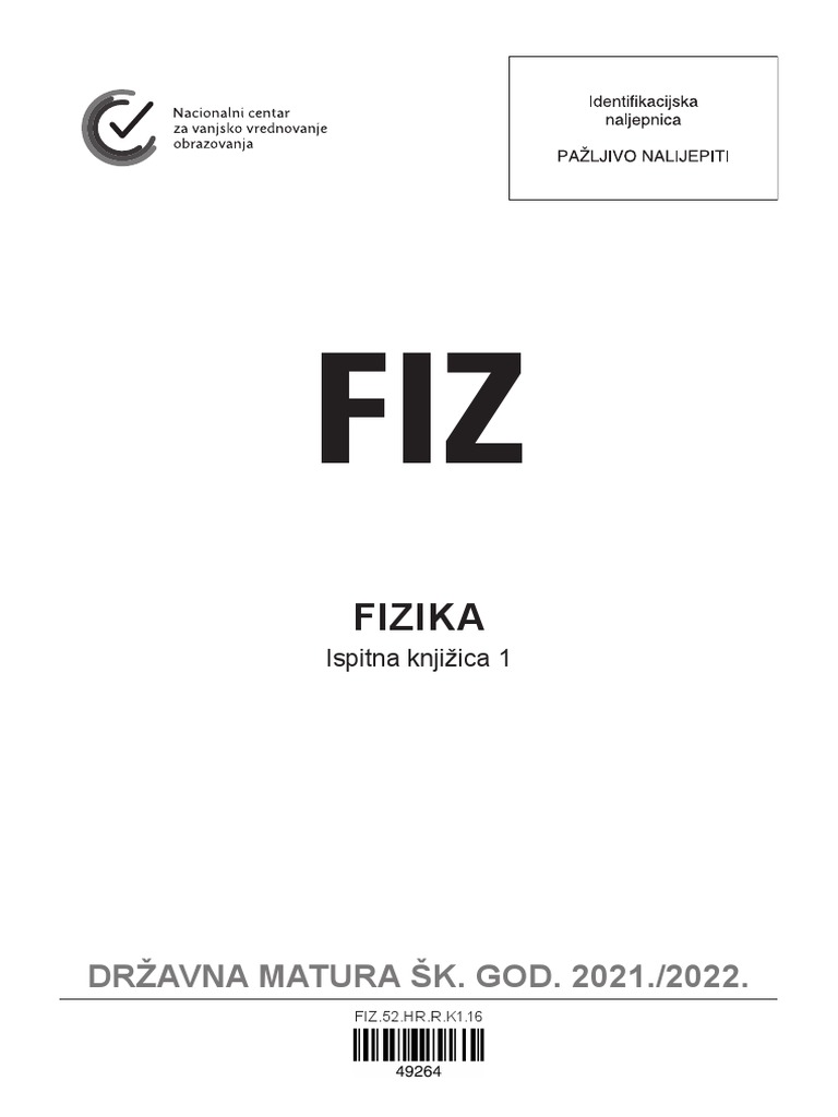 FIZ22 Jesen 1. I 2. Knjizica | PDF