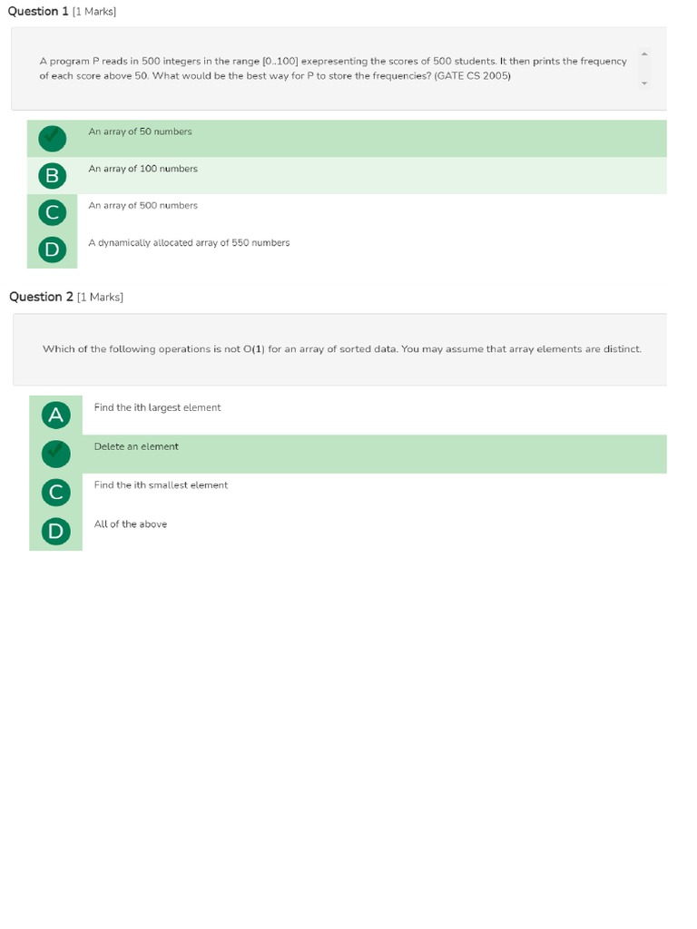 Quiz Array | PDF Quiz Array | PDF